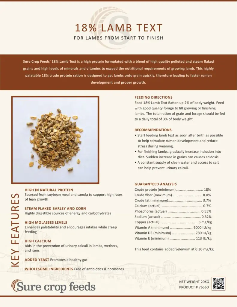 SURE CROP 18% Lamb Text, 44 lb (20 kg) - BlueBarn.Shop