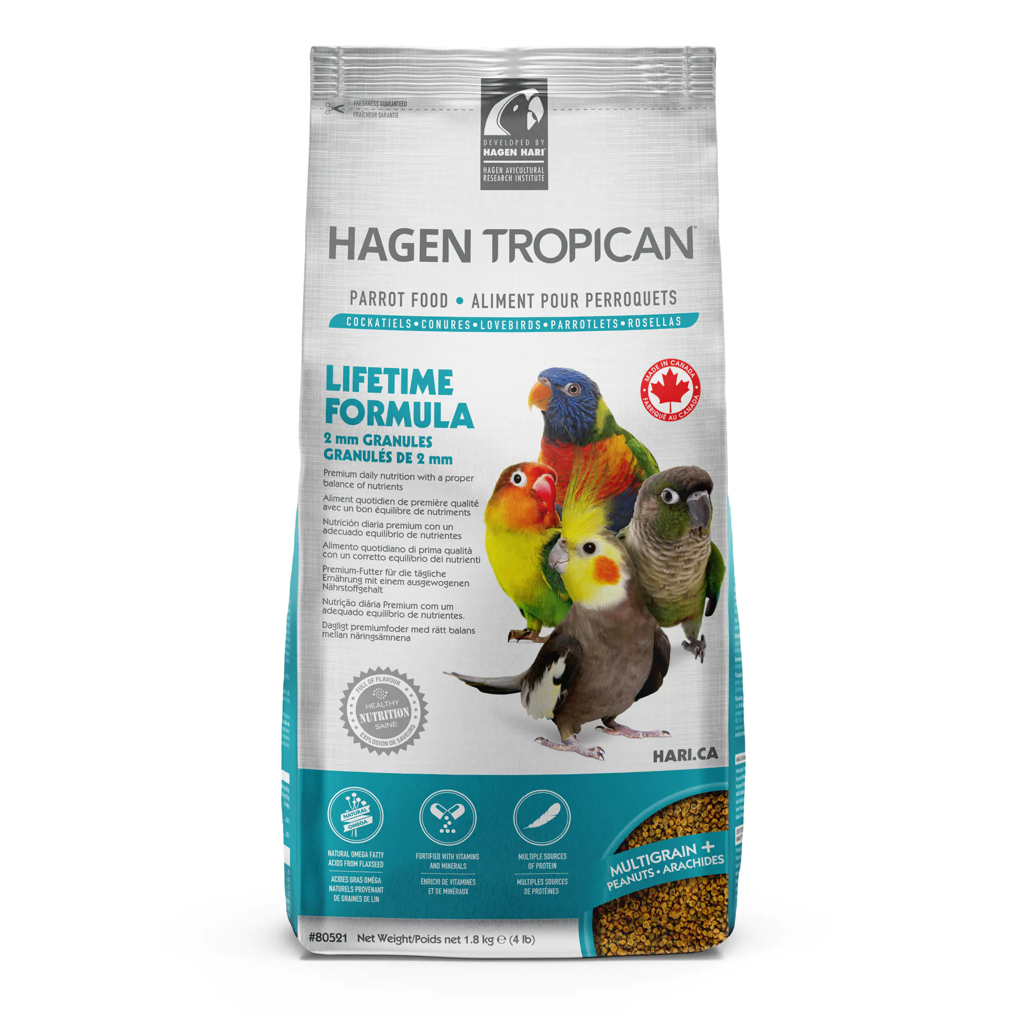 HAGEN Tropican Lifetime Formula Parrot Food, 4 lb (1.8 kg) - BlueBarn.Shop